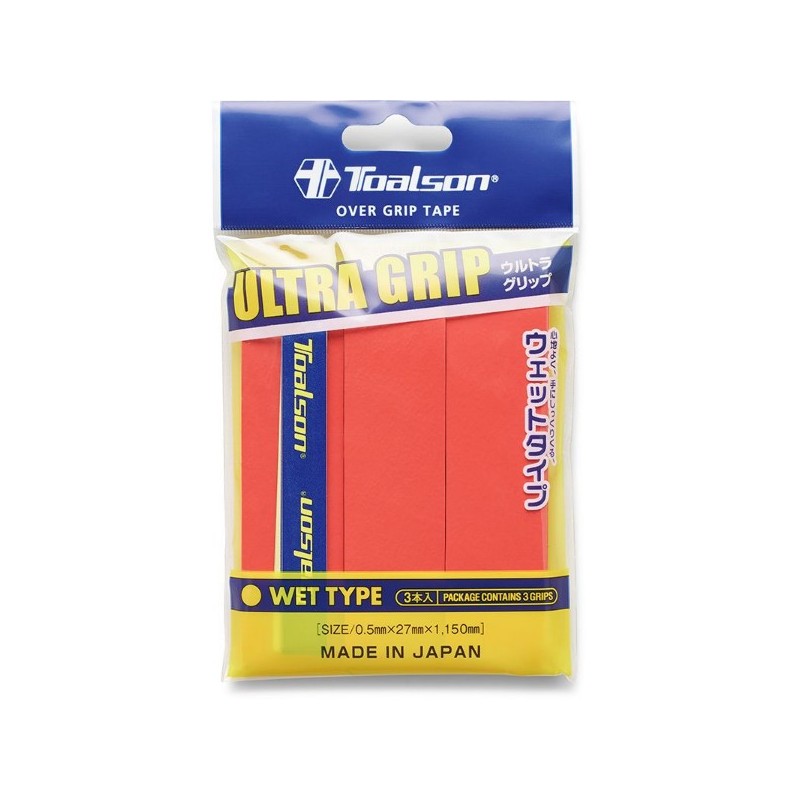 TOALSON ULTRA GRIP 10x 3 STUKS NEON RED Grips kopen bij Rojo Racketsports